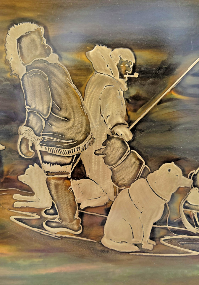 Priddat SIGNED Copper Acid Etching OUR NATIVE LAND Inuit Qimmiq Mushers ...