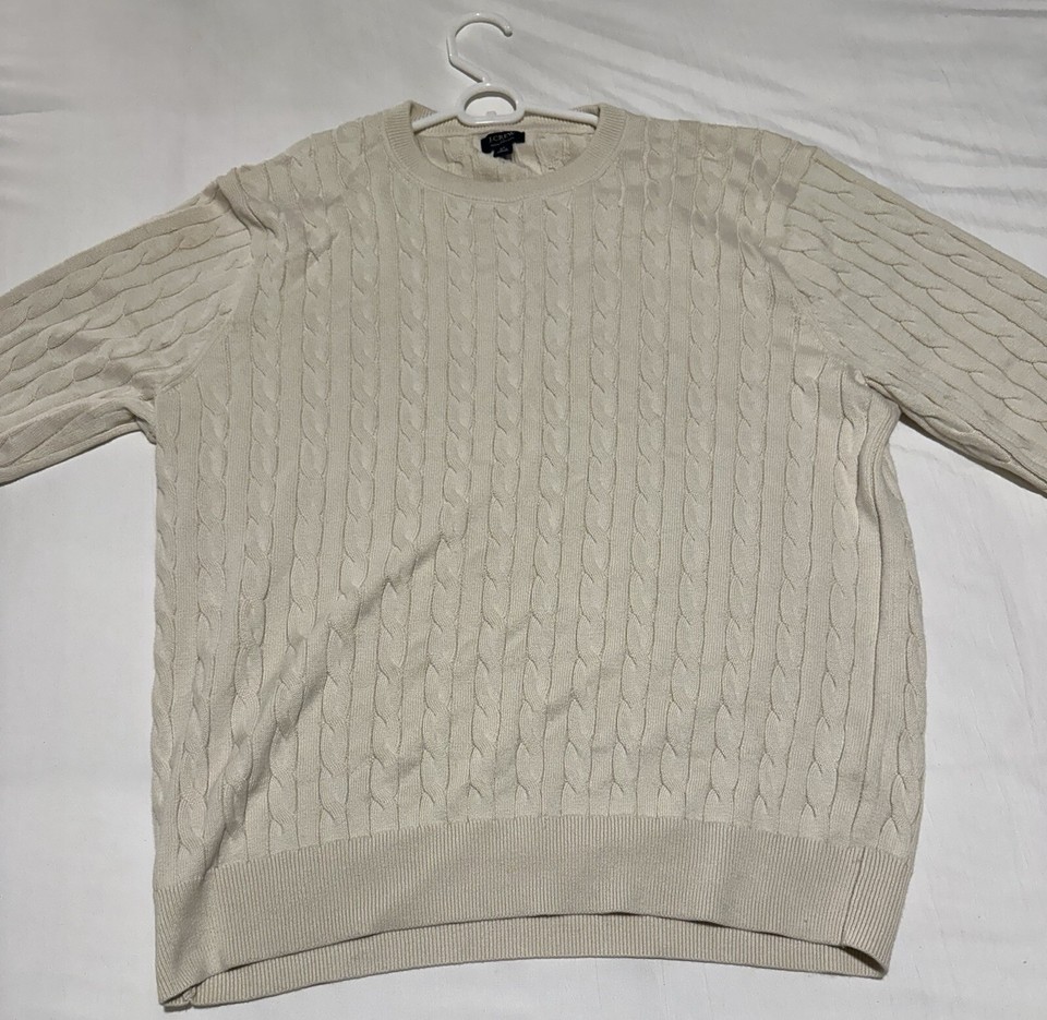 J Crew Mens Sweater Cable Knit Cream Color | eBay