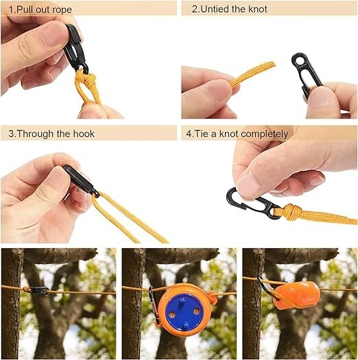 8M Portable Retractable Clothesline Laundry Rope with 20 Clips, Camping ...