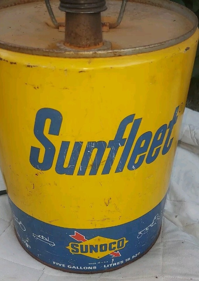 VINTAGE OIL CAN SUNOCO Sunfleet 5 GALLONS | eBay