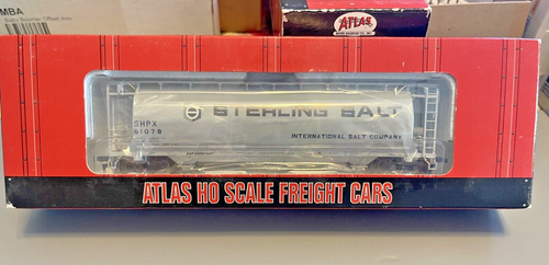 Atlas HO Scale 3 Bay Cylindrical Hopper, Sterling Salt #61078, NIB | eBay
