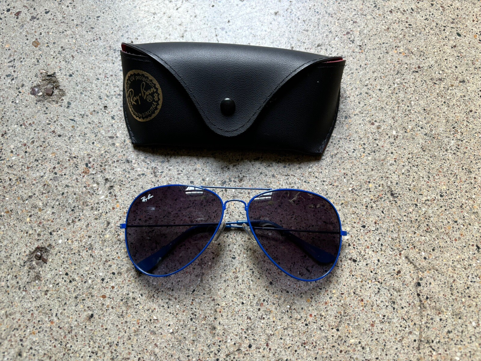 Vintage RAY BAN Electric Blue Frame Gradient Aviator … - Gem