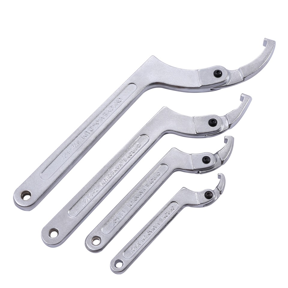 4pcs Adjustable Hook & C Pin Spanner Wrench Set Tighten Removing Nut ...