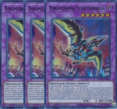 Yugioh - Dinomorphia Stealthbergia x 3 - 1st Edition Super Rare NM ...