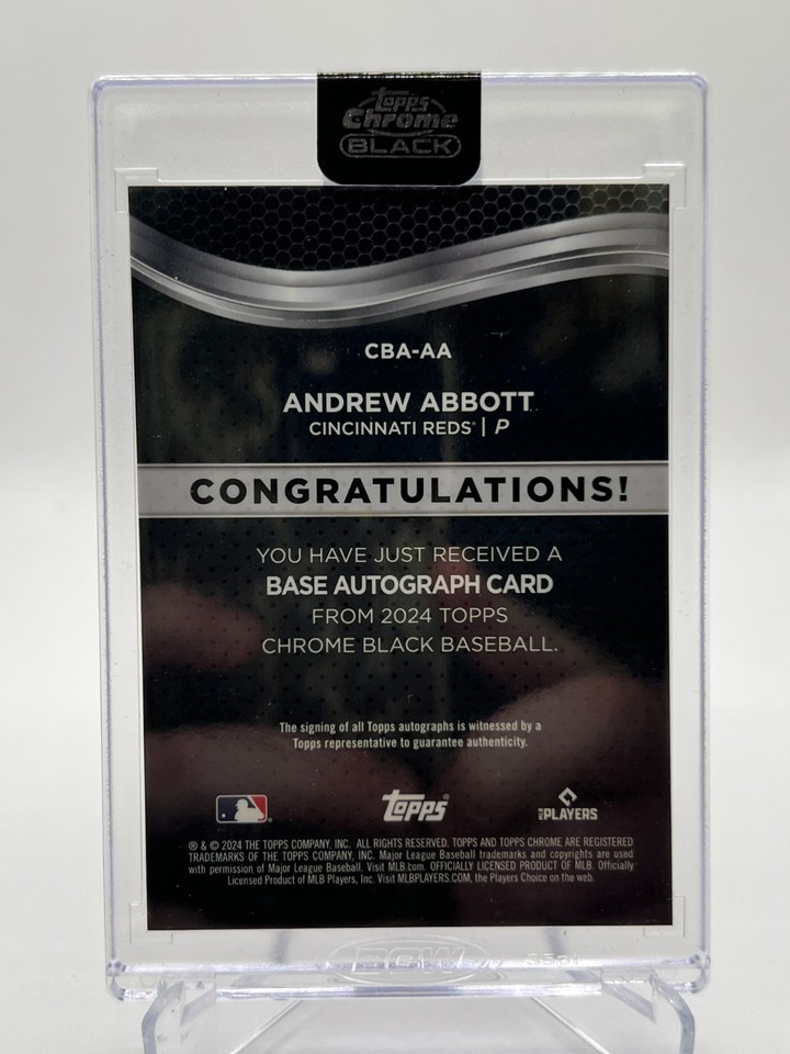 2024 TOPPS CHROME BLACK ANDREW ABBOTT RC 51/99 GREEN REFRACTOR AUTO NO ...