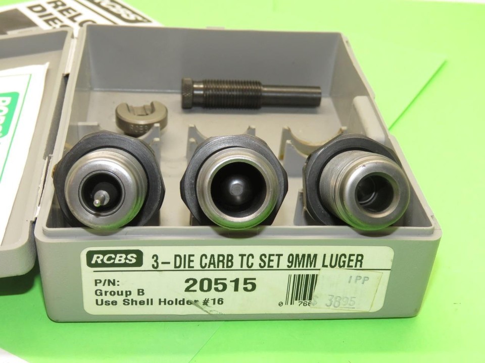RCBS 9MM LUGER 3 DIE CARBIDE TC SET # 20515 WITH SHELL HOLDER | eBay