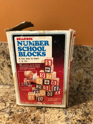 VINTAGE SHELCORE NUMBER SCHOOL BLOCKS 1985 IN BOX 16 Blocks | eBay