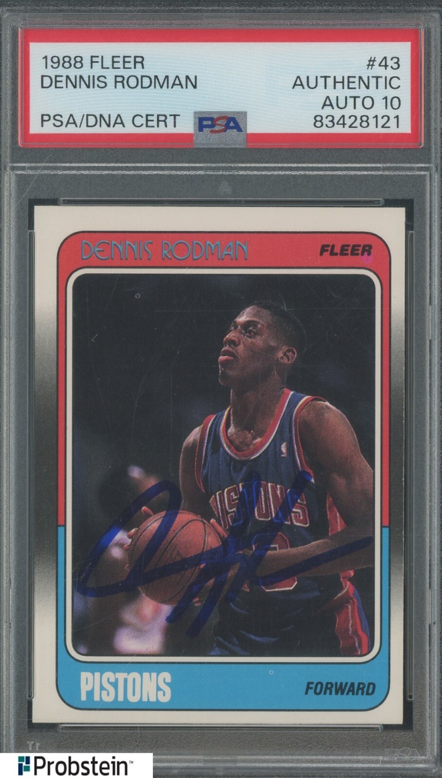 Dennis Rodman BULLS HOF Signed Autograph 1988 Fleer Rookie Card 43 PSA ...