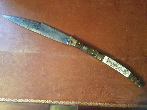Antique Navaja Folding Pocket Brass Steel Unique Old Collectible 19th ...