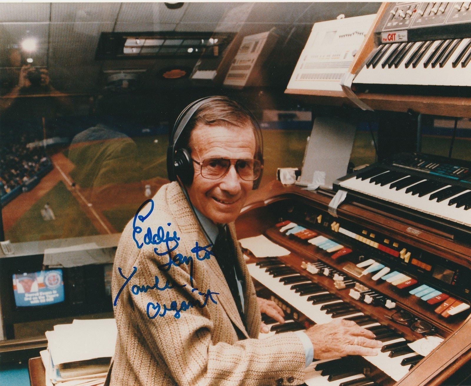 EDDIE LAYTON SIGNED 8X10 PHOTO NEW YORK YANKEES ORGANIST | eBay