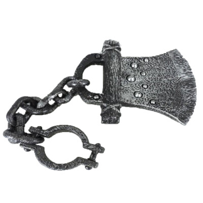 27" Long Shackles Prisoner Cuff w/ Chain & Axe Head Halloween Costume ...