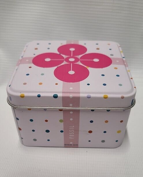 Fossil Watch Presentation Tin Pink with Polka Dots Empty Box | eBay