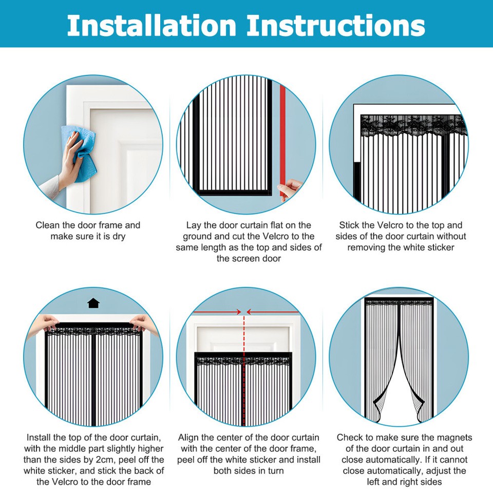 Magnetic Screen Door Mesh Curtain Heavy Duty Mosquito Fly Bug Insect ...