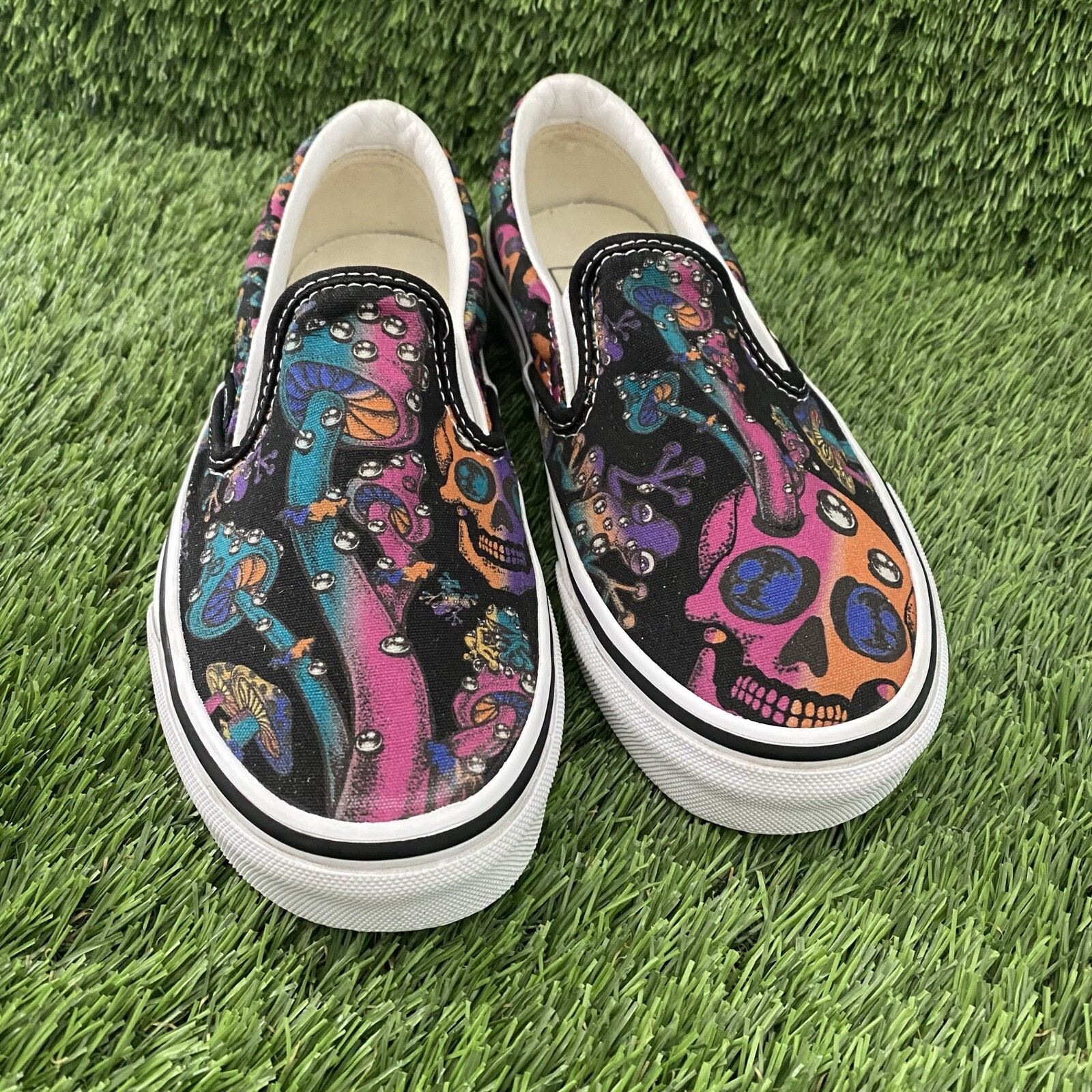 Vans Slip On Trippy Drip Skull Mushroom Psychedelic F… - Gem