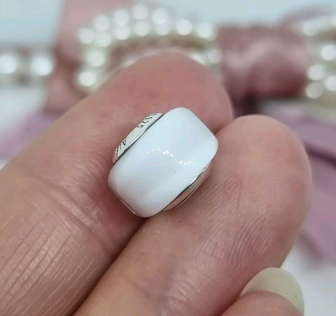 Genuine Pandora White Mini Murano Glass Charm 💕 S925… - Gem