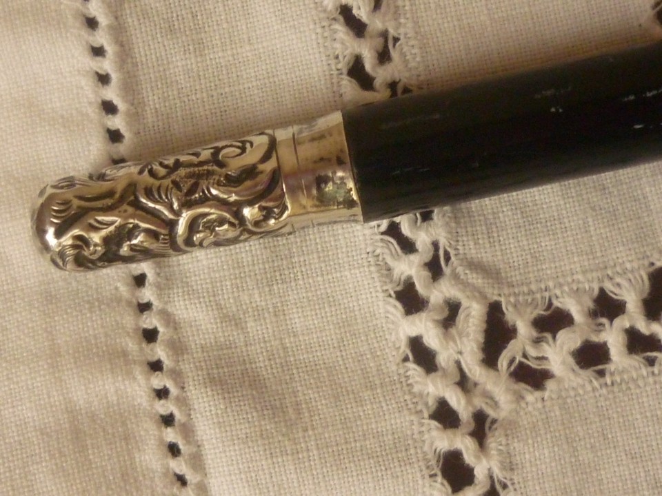 Antique Silver and Ebony Conductor's Baton. NER BRASS BAND Hallmarked ...