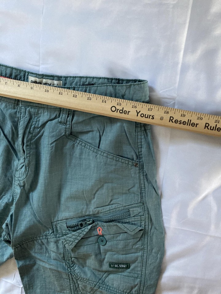 Projek Raw Shorts Mens 33 Green Cargo Utility Cotton Pockets Knee ...
