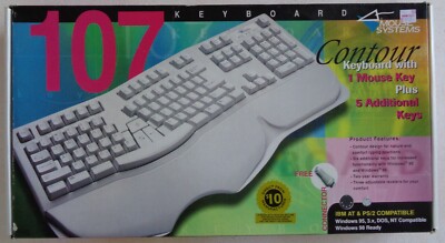 Mouse Systems Contour 107 Key Keyboard IBM AT PS/2 Compatible Contour ...