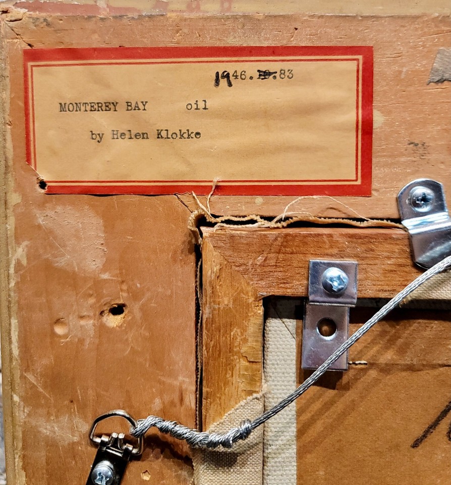 Helen Adrianna Klokke-Boats anchored in Monterey Bay-1940s Oil painting ...