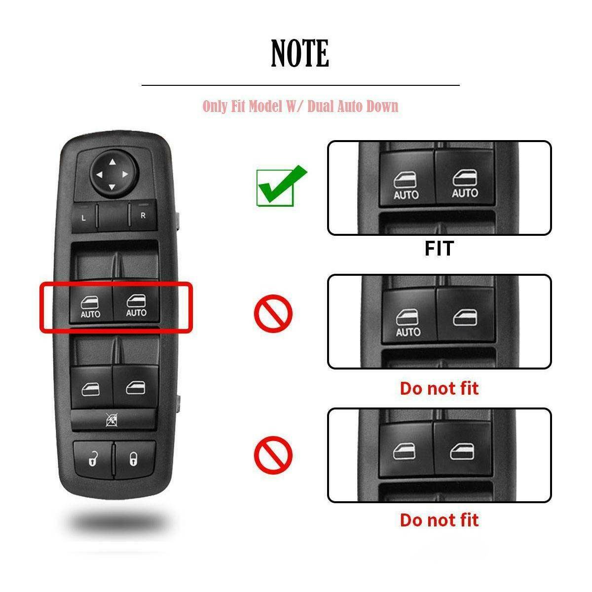 Dual Auto Window Switch for Dodge Journey Dodge Charger Ram 1500 Front ...