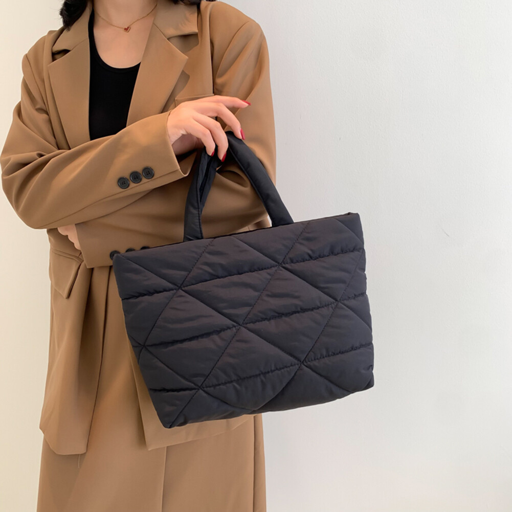 Fashion Handbag Autumn Winter Cotton Padded Top-handle Bag (Triangle ...