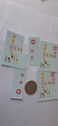 DECALCOMANIE DECALS déco avion cougar helicopter croix rouge 1/80 | eBay