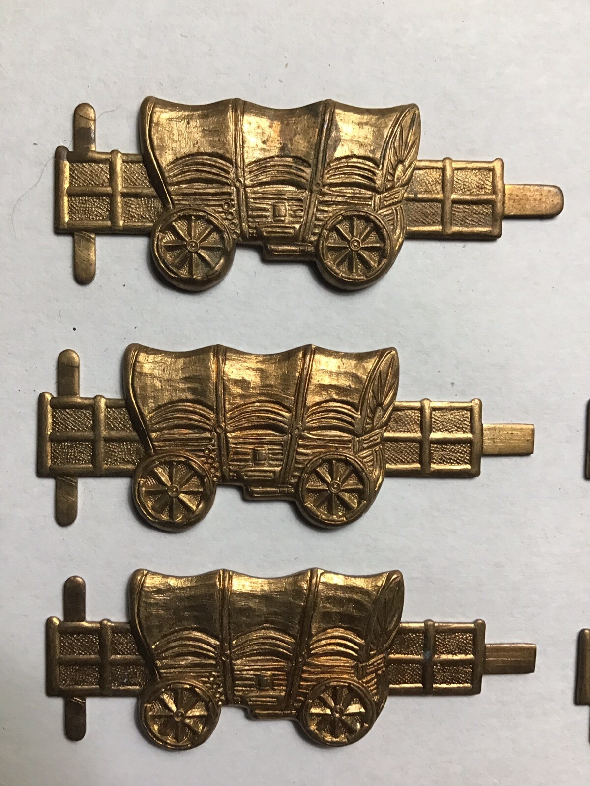 10 Vintage Stamped Brass Covered Wagons w/ Tabs For Studs On Fabric Or ...