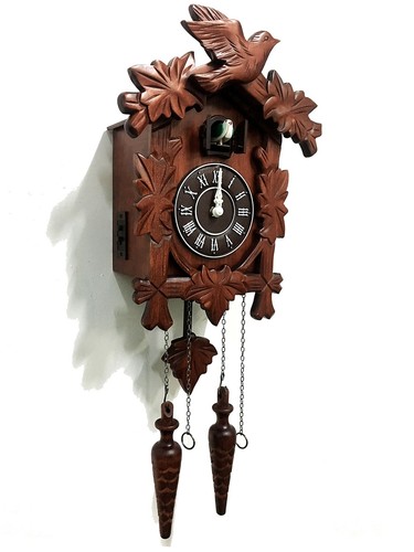 Vintage Large Wooden Cuckoo Wall Clock 13x9.5 Inch Handcrafted Brown | eBay