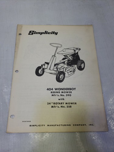 Vintage Simplicity Wonder Boy 404 Garden Tractor Parts List Manual ...