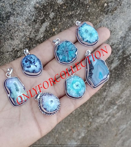 Blue Solar Quartz Gemstone 925 Sterling Silver Plated Handmade Lot ...