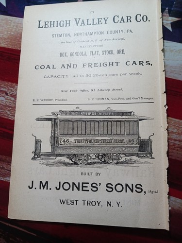 1889 Print Ad ~ J.M JONES West Troy NY 34th Street Ferry Trolley Car ...