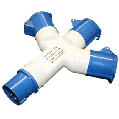 240V 16 Amp Mains 3 Way Electric Hook-Up Splitter Y Connector Camping ...