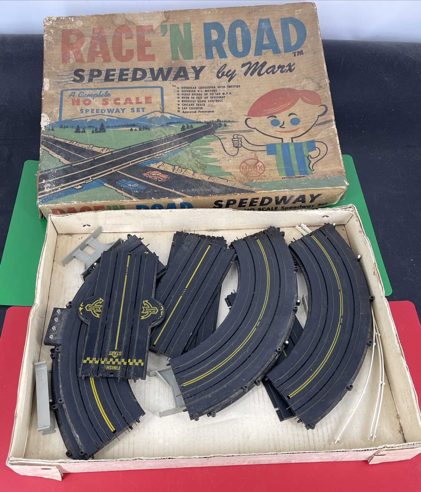 MARX RACE ‘N ROAD SPEEDWAY HO SLOT CAR SET #21575 No cars Or ...