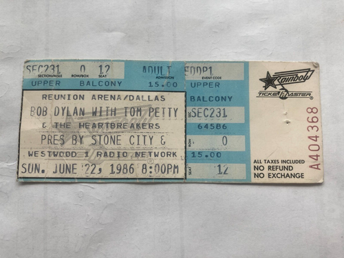 Bob Dylan Biograph Lapel Pin 06/22/1986 Ticket Bob With Tom Petty ...