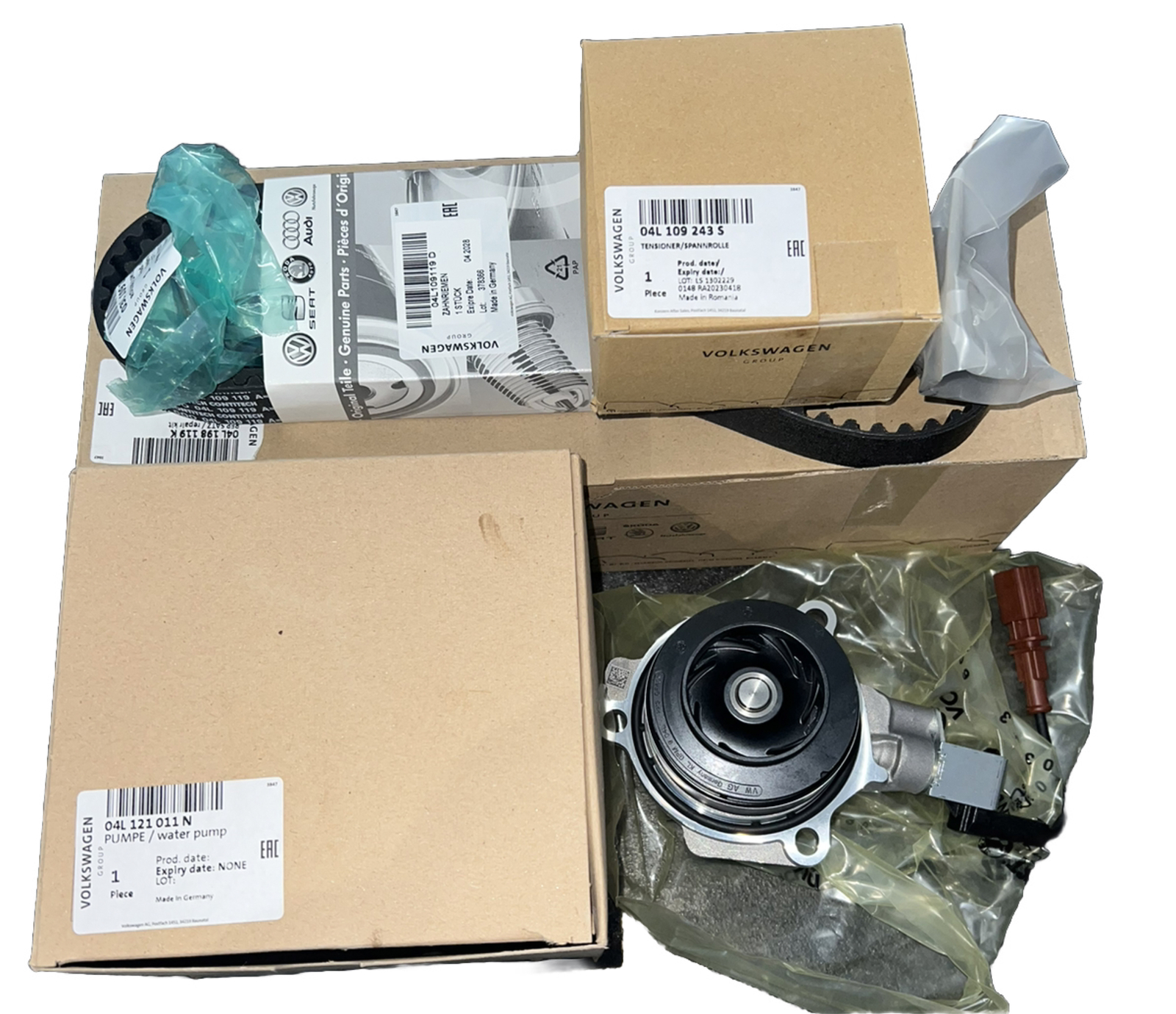 Cambelt And Waterpump Kit Genuine New Volkswagen 04L198119K 04L121011N ...