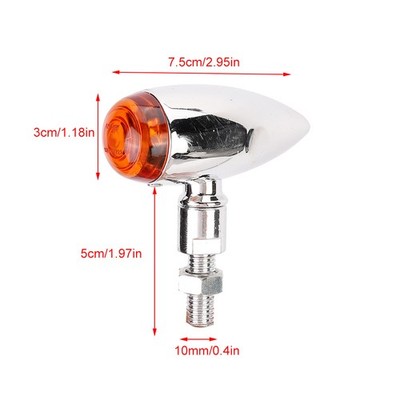༝Silver Yellow Cover 2Pcs Motorcycle Turn Signal Lamp Indicator Light ...