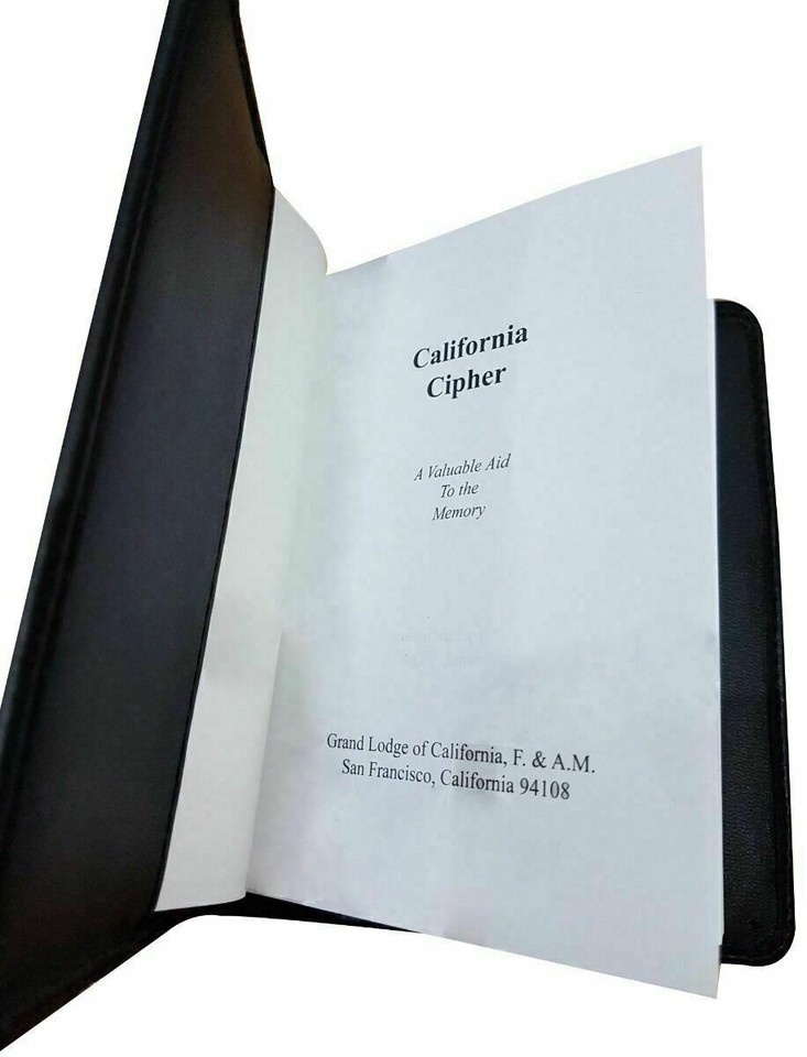 Freemasons California Masonic Cipher Ritual Book Cover in Faux Leather ...
