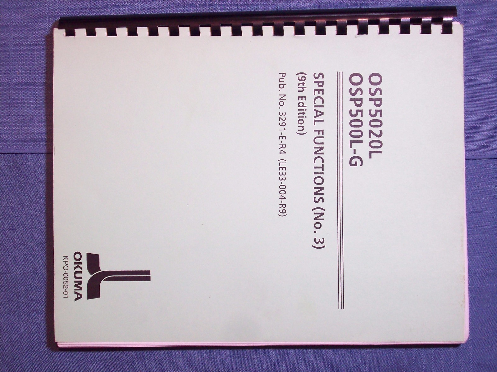BOOK OKUMA LATHE SPECIAL FUNCTIONS NO. 3 OSP5020L OSP500L-G 9th Ed. PUB ...