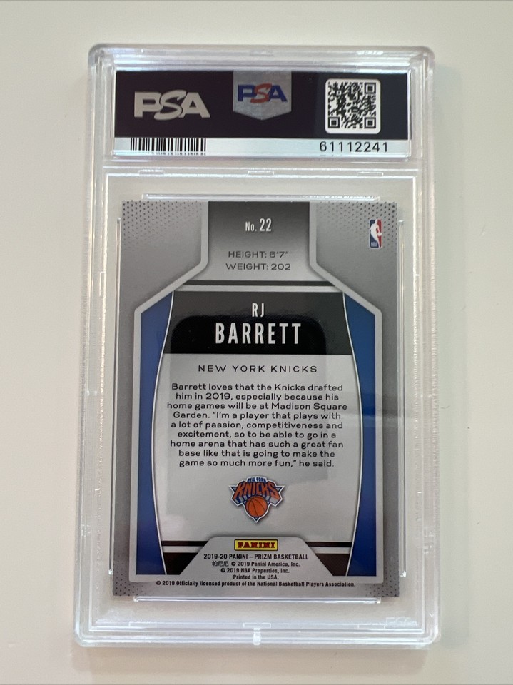 2019 Panini Prizm RJ Barrett #22 PSA 10 GEM MINT Rookie Card Instant ...