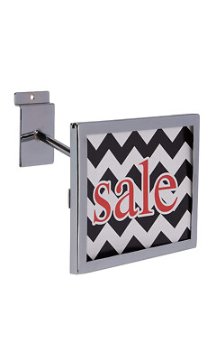 Slatwall Sign Holder Chrome Holds 7" x 5 ½" High Signs Metal Slat Wall ...