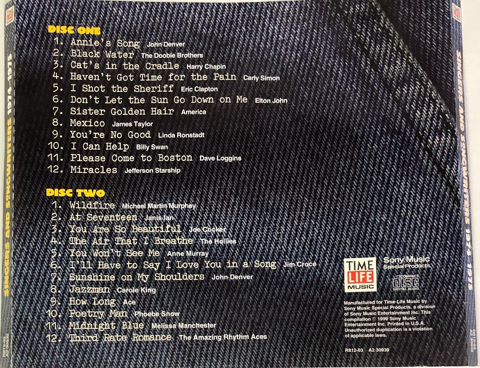 TIME LIFE - Singers and Songwriters - 1974 -1975 (2 CD's) Near MINT | eBay