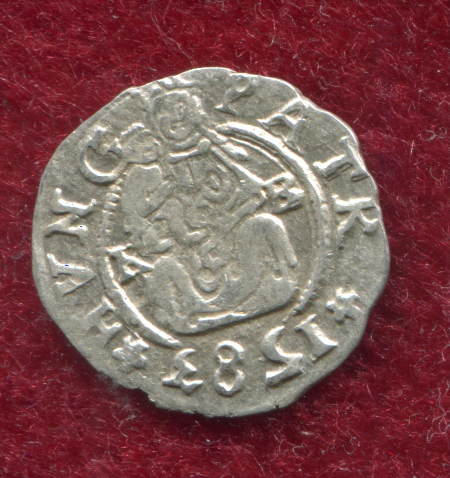 Hungary 1583 King Rudolf ,MADONNA & CHILD ,denar original silver coin ...