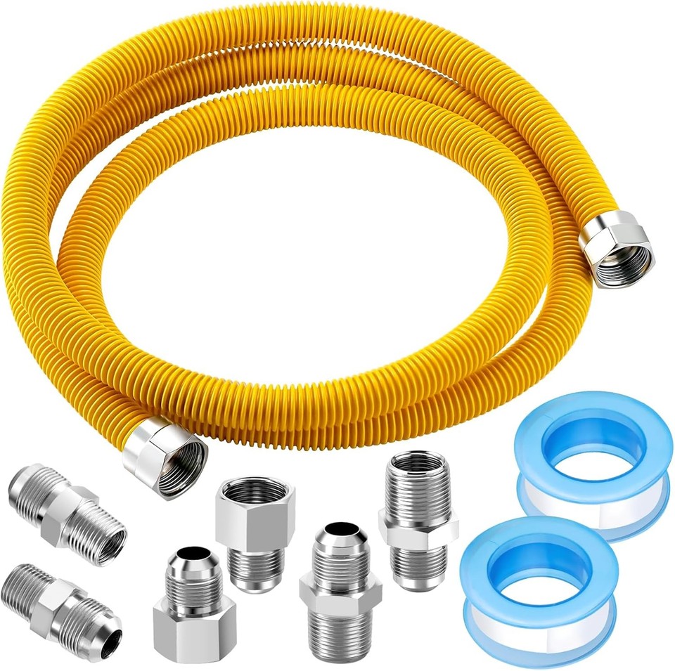72" Flexible Stainless Steel Gas Connector Line Kit for Propane Fire ...