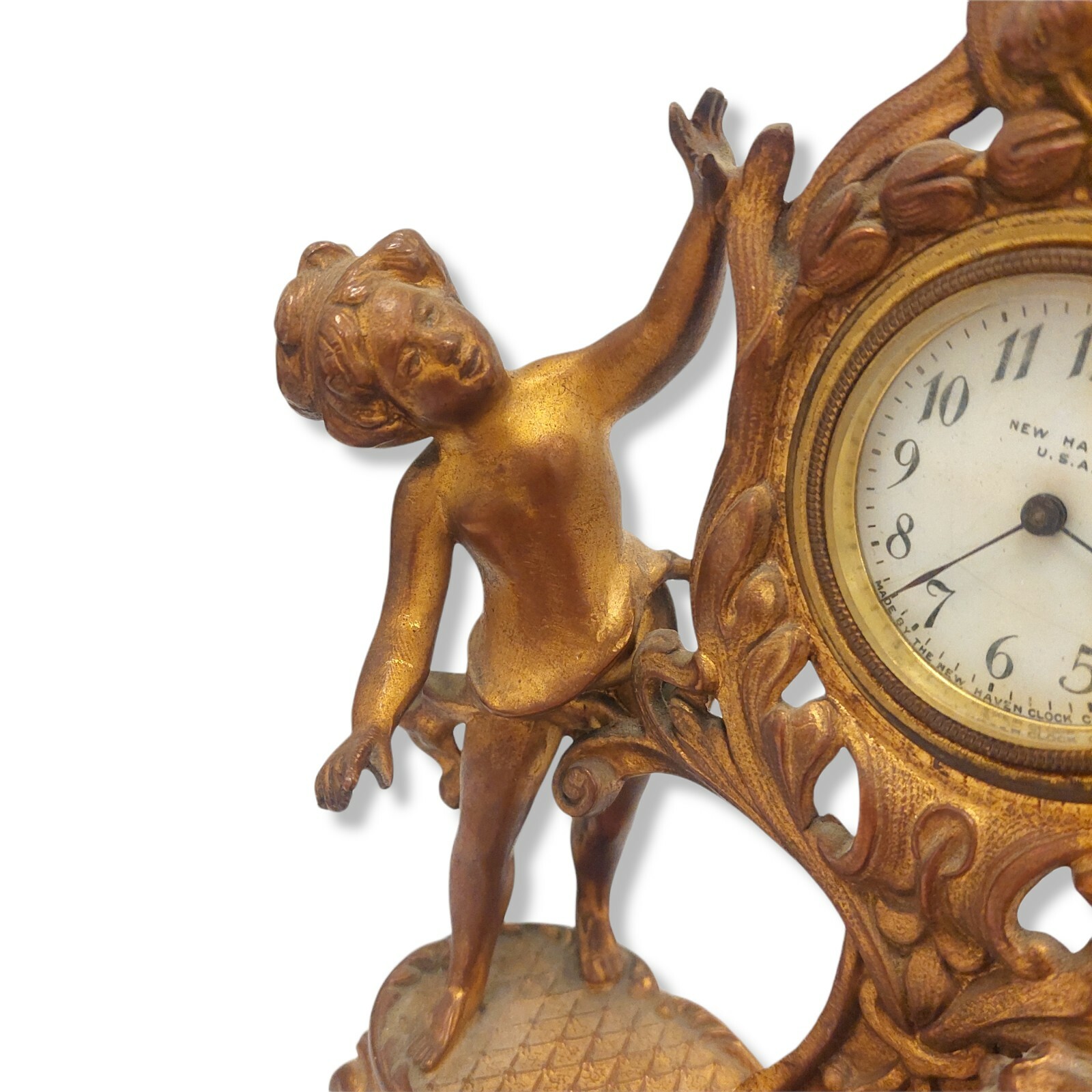 23” Vintage ornate cherub clock with gold leaf with clock insert ...
