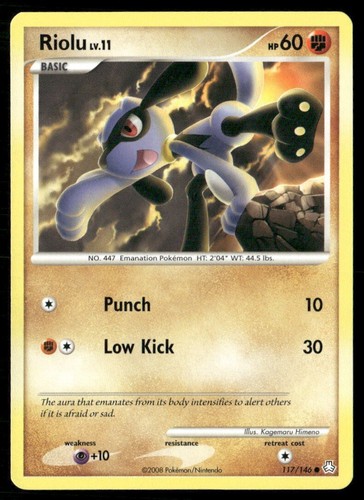 2008 Legends Awakened Set Pokemon Card 117 Riolu HP | eBay