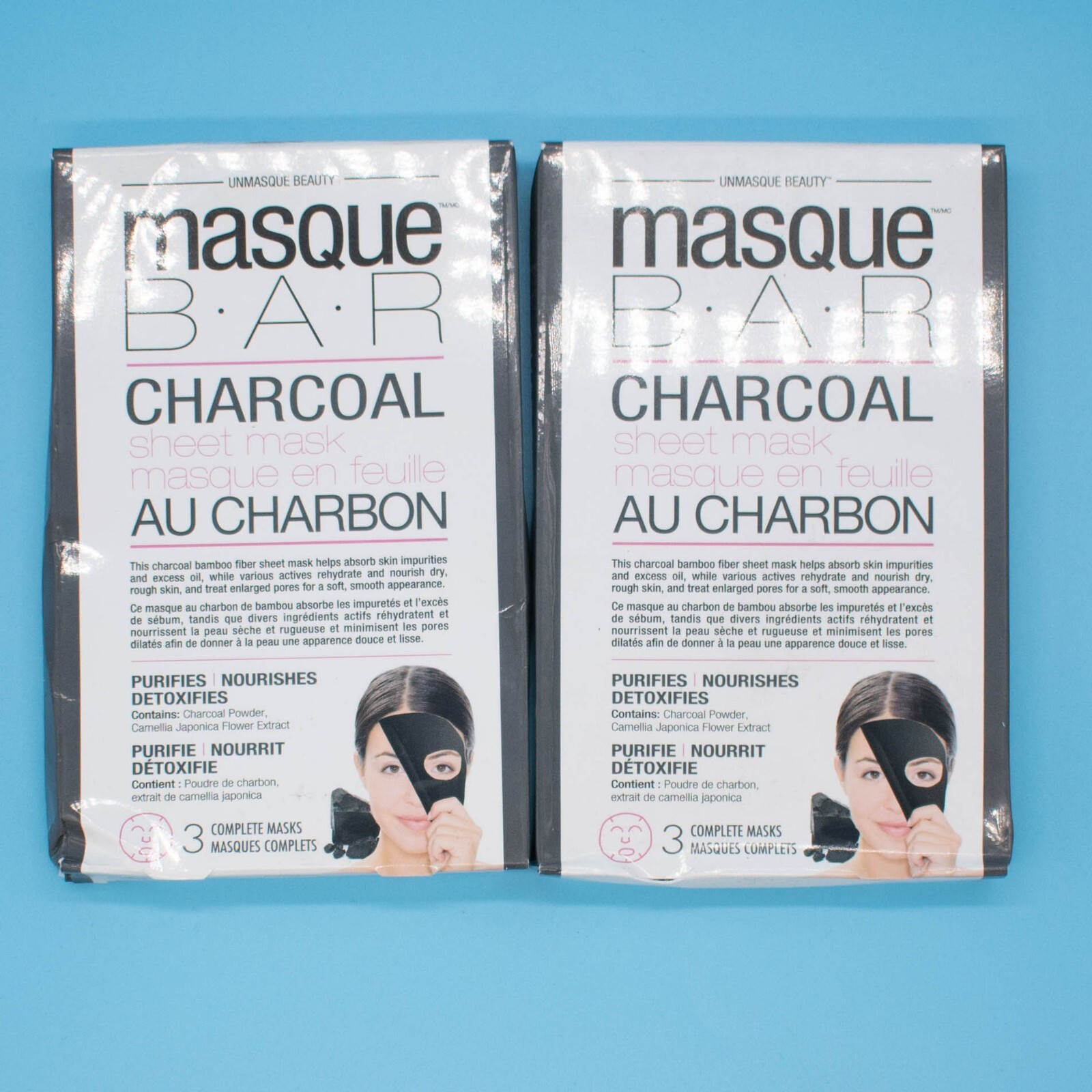 2X Masque Bar Charcoal Face Mask Brightening Cosmetic 3 Sheets Each ...