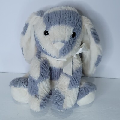 Bunny Rabbit Stuffed Animal Plush Blue White Corduroy Easter Spring w ...