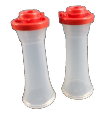Tupperware Mini 4” Hourglass Salt and Pepper Shakers Small Clear Base ...