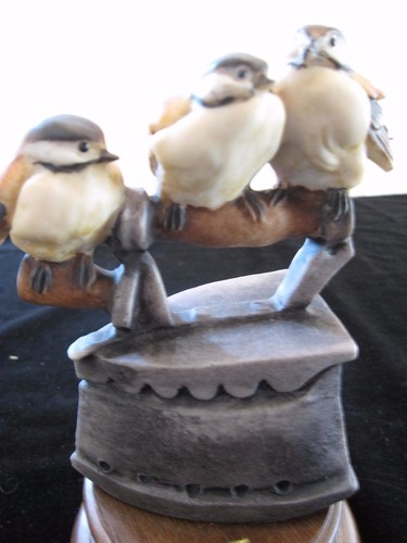 BIRDS ON IRON PORCELAIN FIGURINE, 8"H, 5"W, 5"D, BY R. PENNATI, ITALY ...