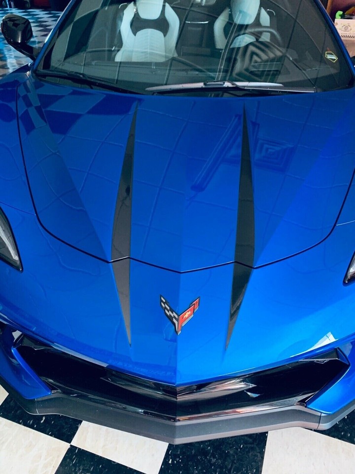 2020-2024 C8 Corvette Gloss Black Hood Spears Vinyl Graphics Decals | eBay